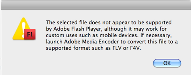 Selected file does not appear to be supported by Adobe Flash Player - Techyv.com